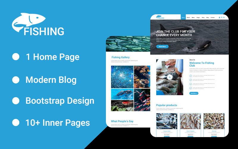 Fishing - Fishing Landing Page PSD Template - TemplateMonster
