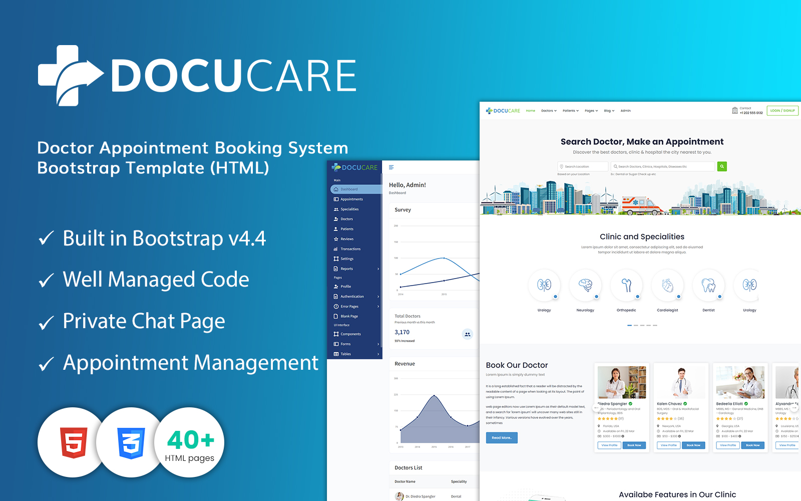 Docucare - Marcação de Consulta Médica - TemplateMonster
