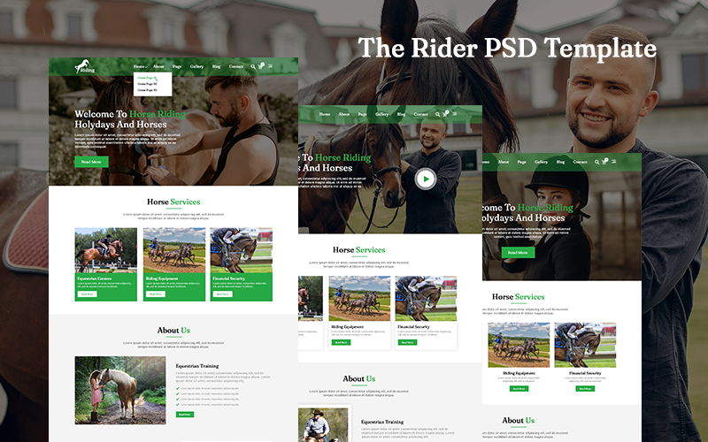 Horse Riding Website PSD Template #157587 - TemplateMonster