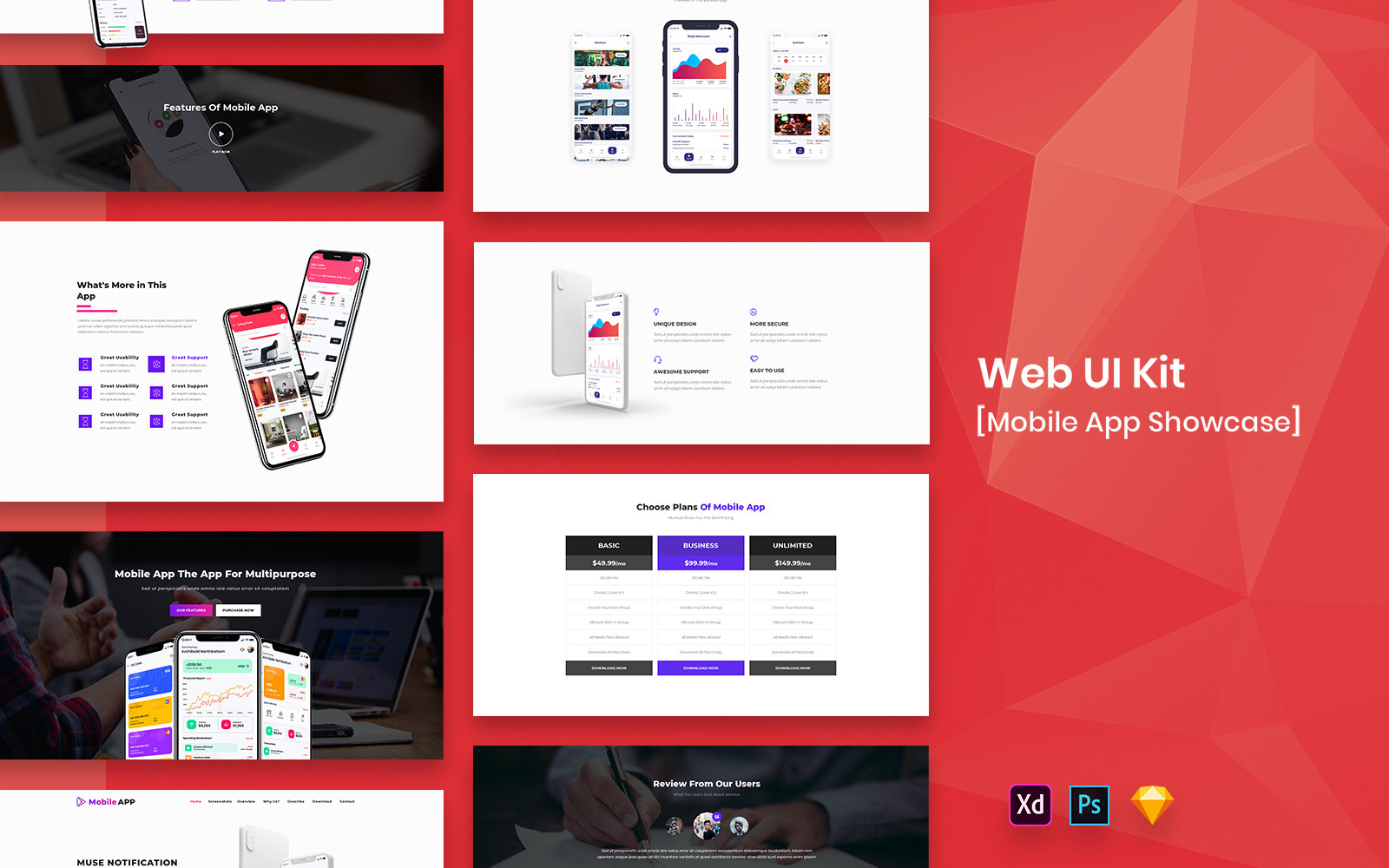 Mobile App Showcase Web UI Kit #157519 - TemplateMonster