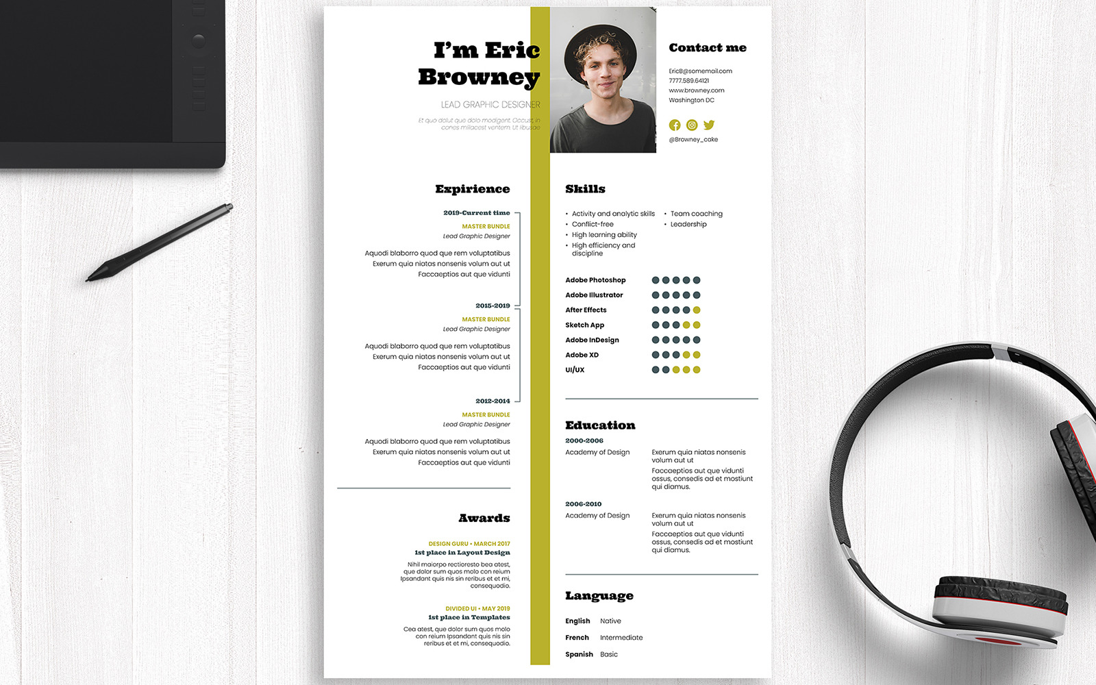 CV with inDesign Resume Template #157603 - TemplateMonster
