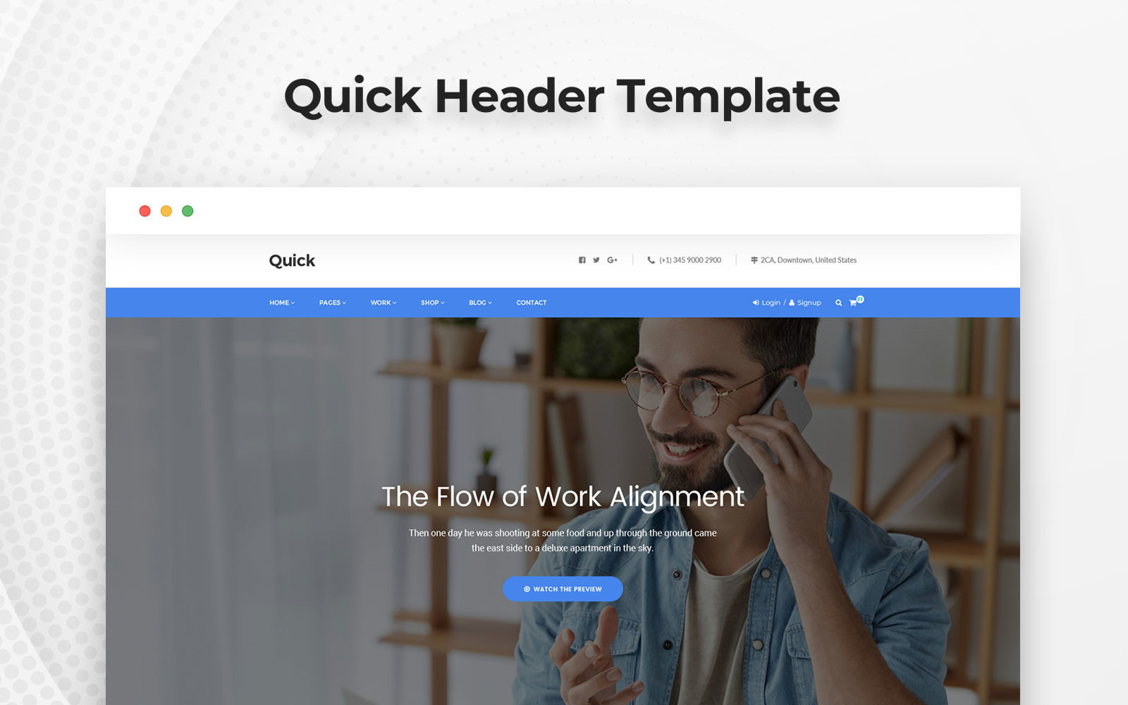 Quick Header PSD Template #158516 - TemplateMonster