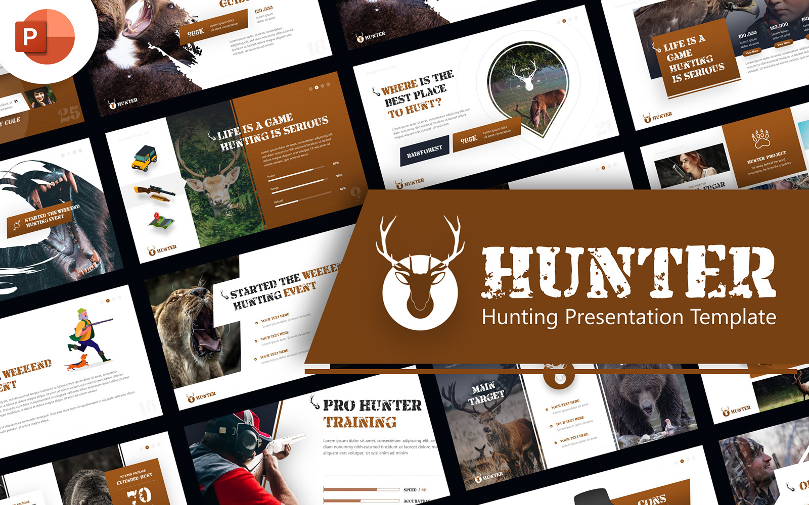 Hunter Hunting Presentation PowerPoint template