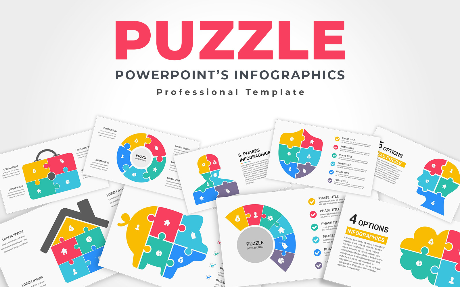 Puzzle Infographics PowerPoint template - TemplateMonster