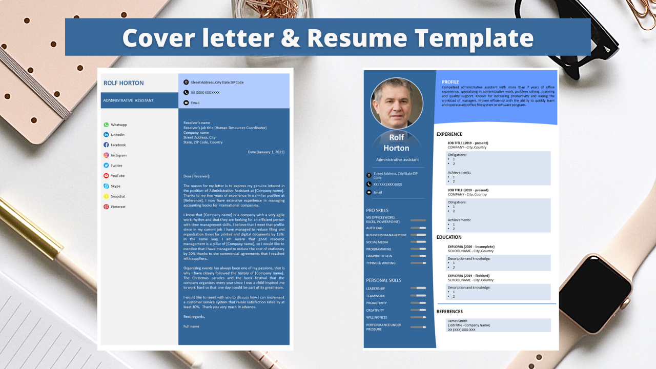 Professional No 05 - Modern Blue Resume Template
