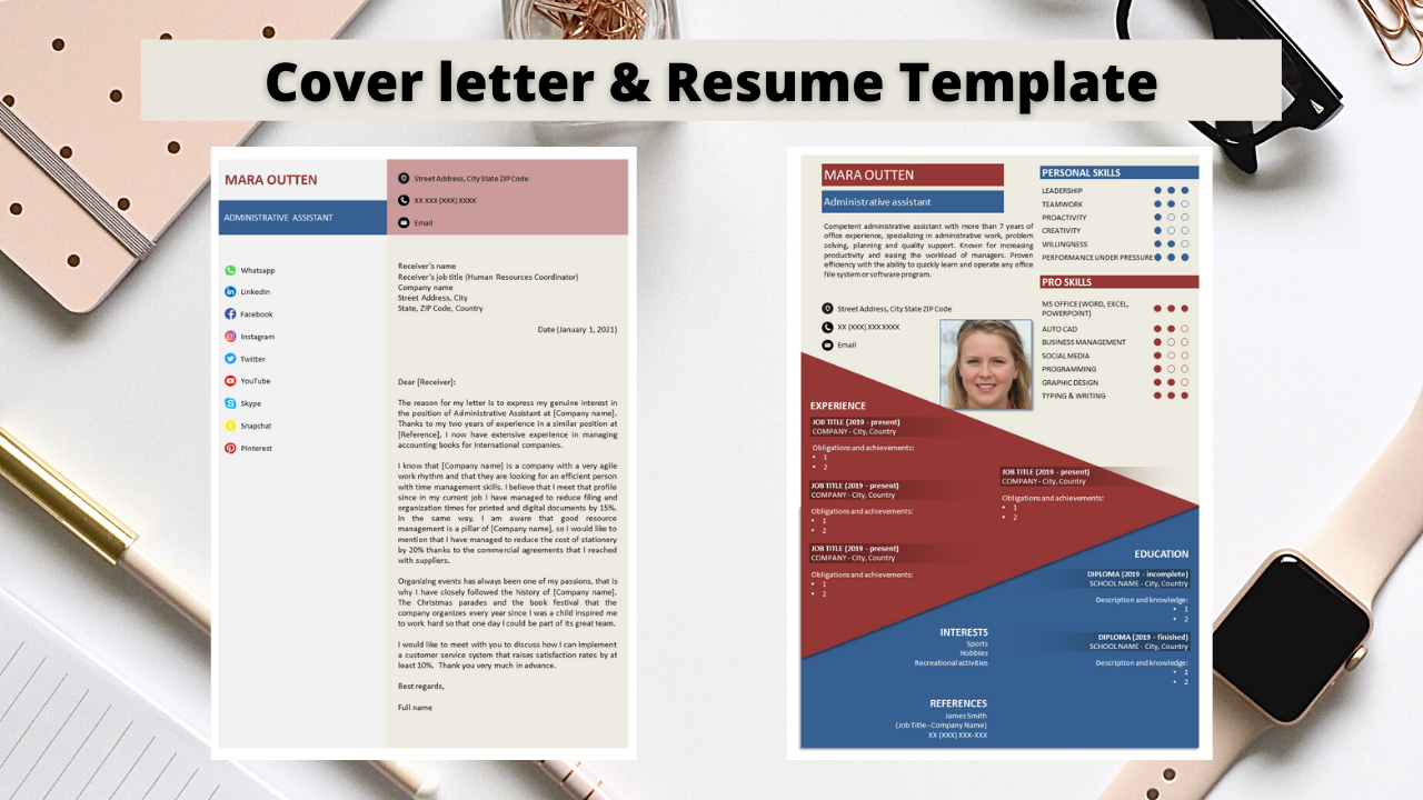 Professional No 11 - Red, Blue & White Flag Resume Template
