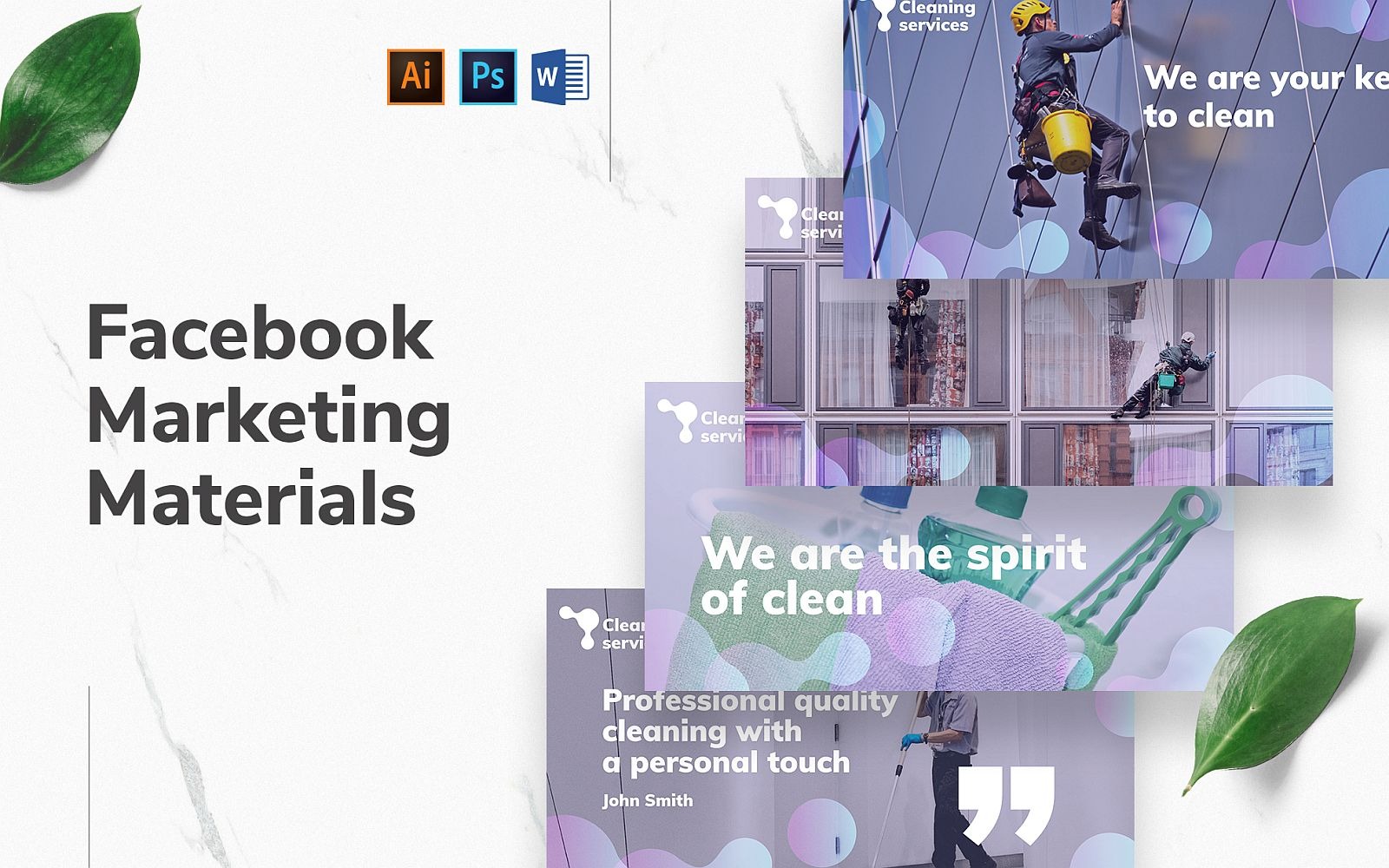 Cleaning Service Facebook Cover and Post - TemplateMonster
