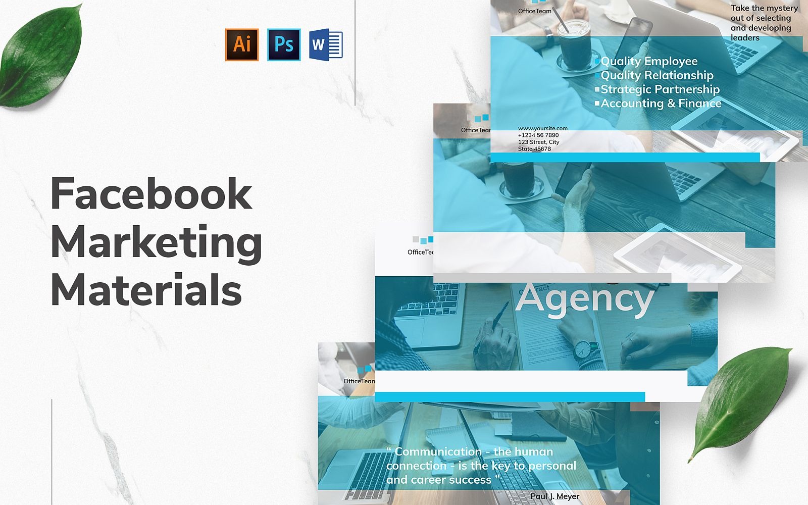 Staffing Agency Facebook Cover and Post - TemplateMonster