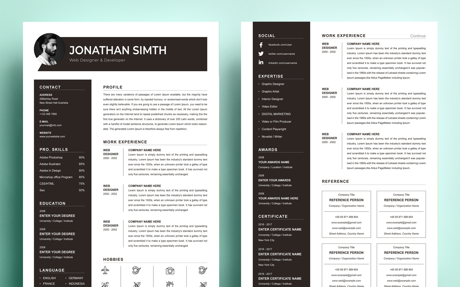 Jonathan Smith - Web Developer Resume - TemplateMonster