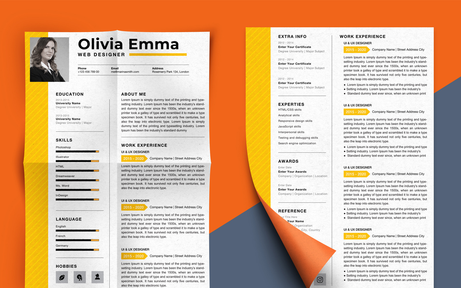 Olivia Emma - Resume Template #172012 - TemplateMonster