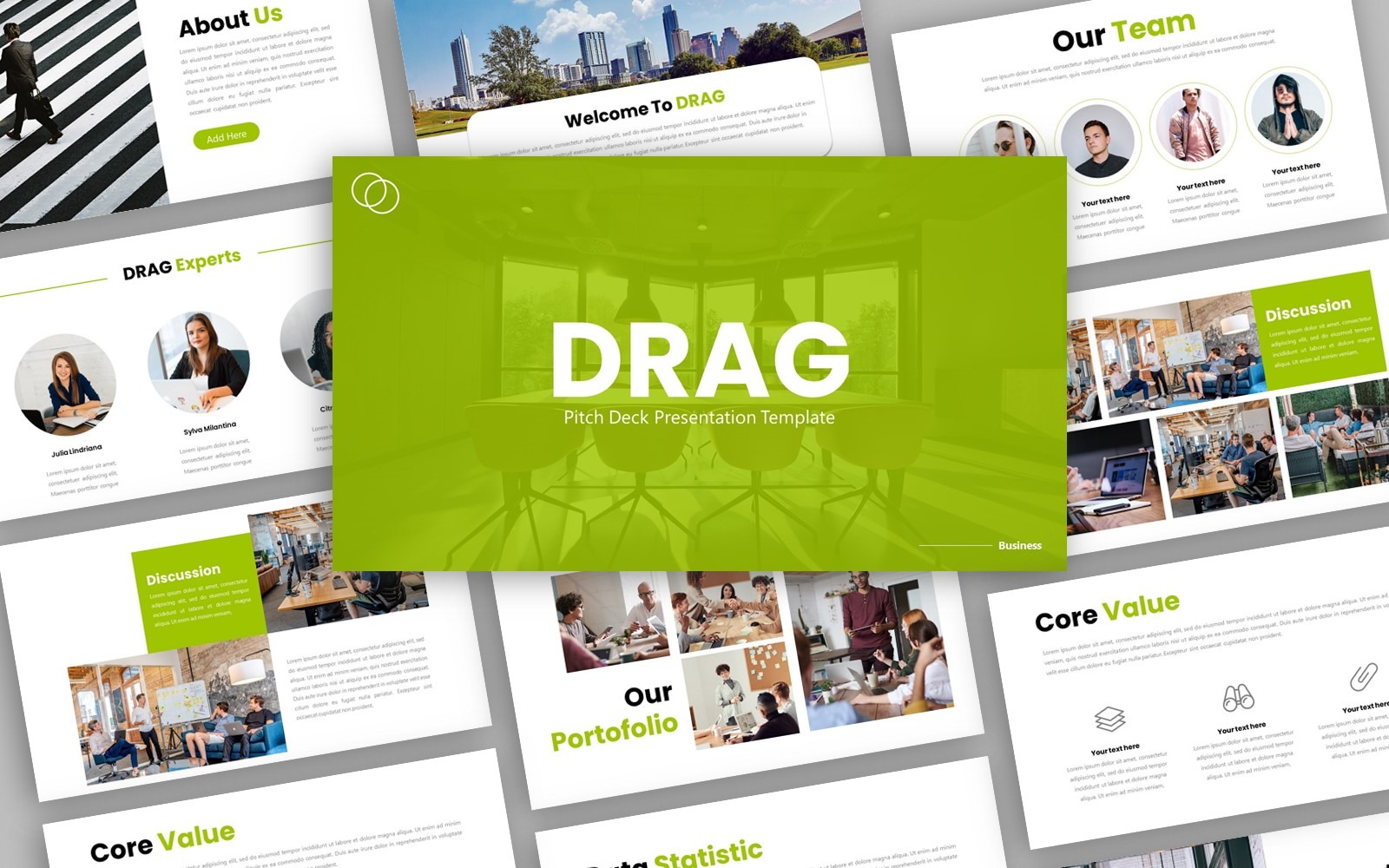 Drag Creative Business Presentation Powerpoint Template