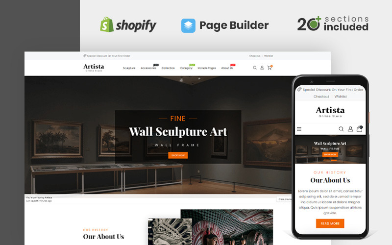 Artista - Art Gallery Store Shopify Theme #172663
