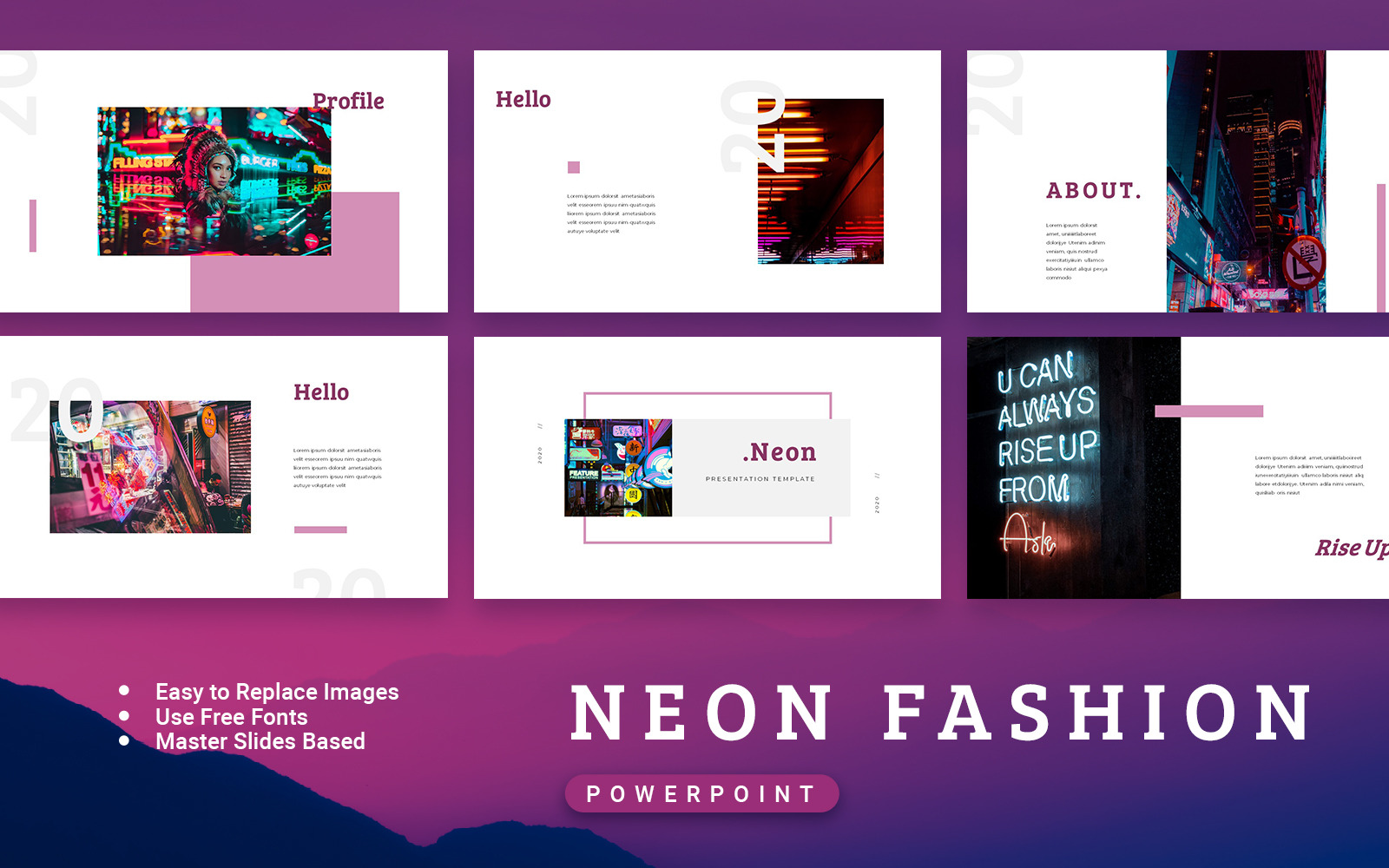 NEON - Fashion PowerPoint Template #172951 - TemplateMonster