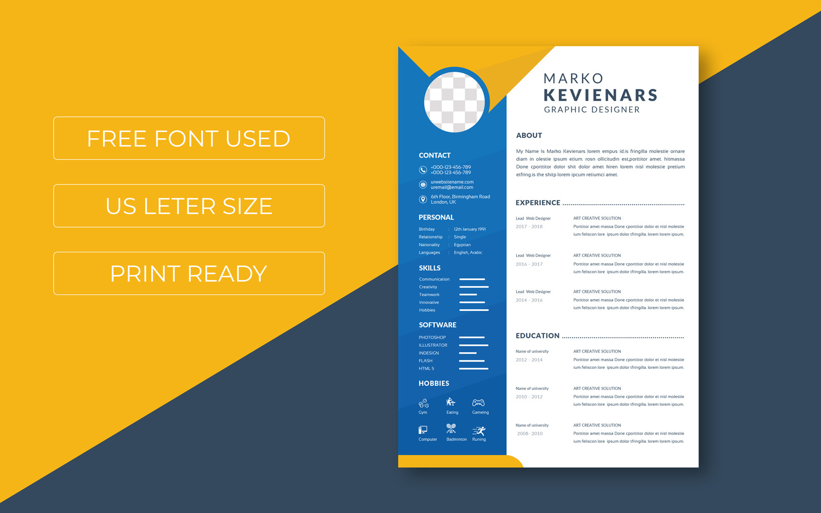 Geometric Resume/CV Theme #173424 - TemplateMonster