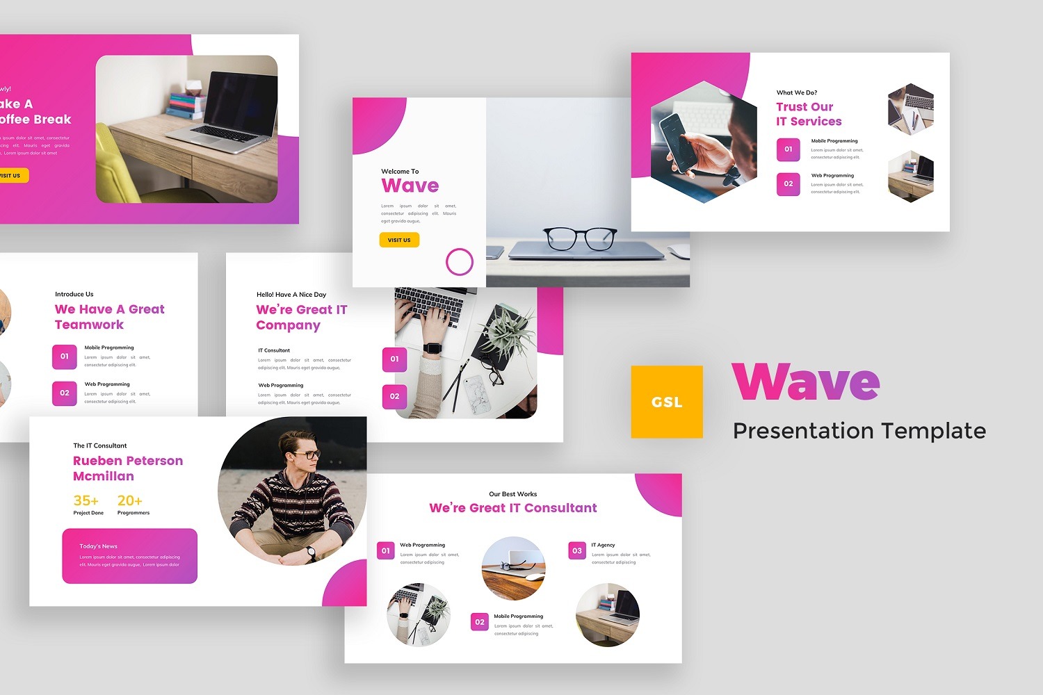 Wave - Plantilla de diapositivas de Google de servicios y soluciones de TI