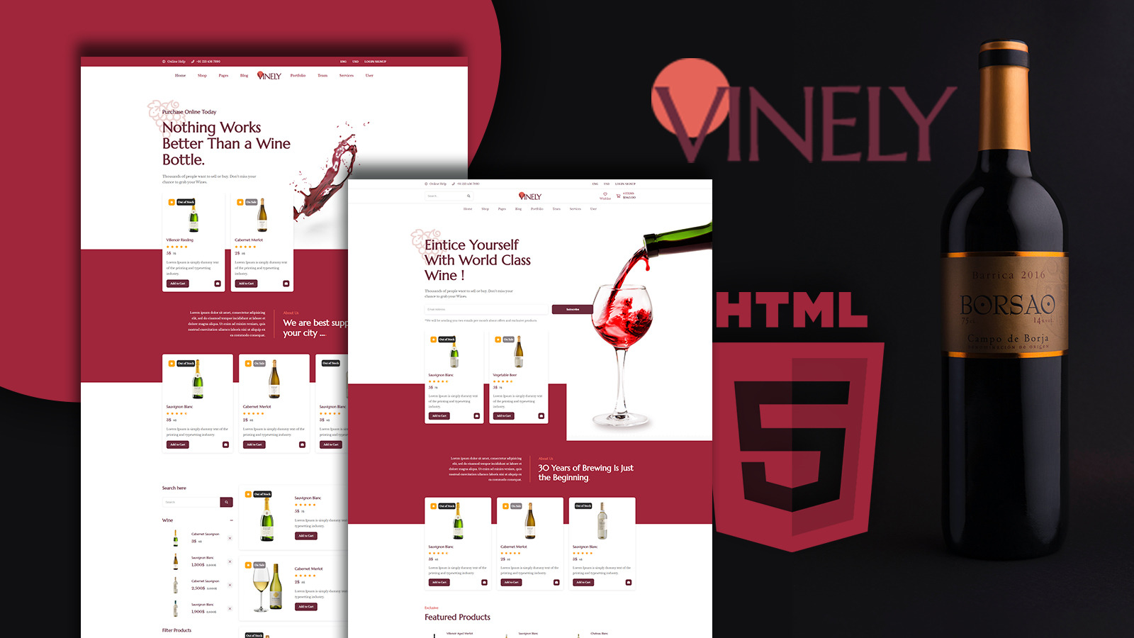 Vinely - Wine Shop HTML Website Template - TemplateMonster