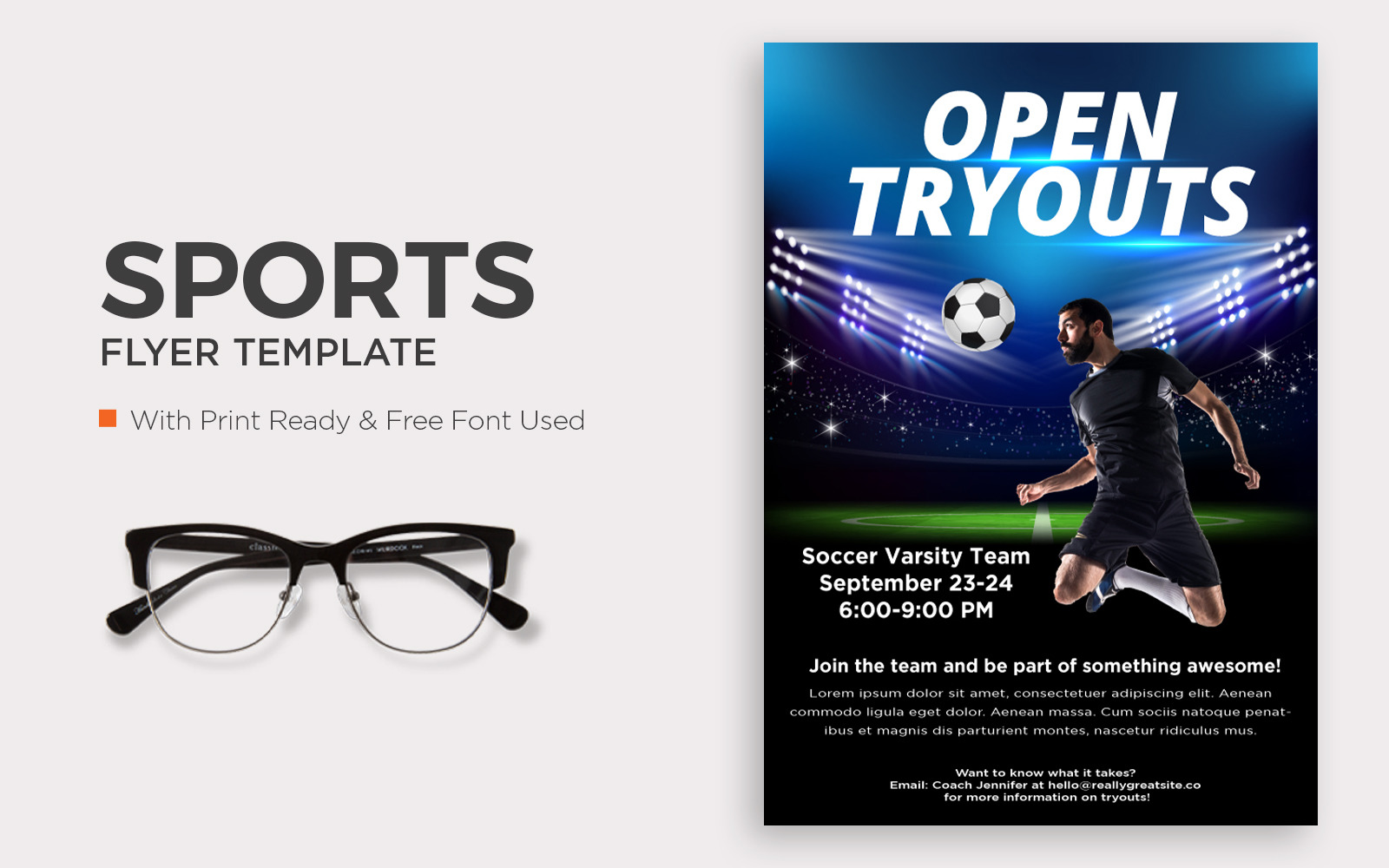 Open Tryouts Flyer Design #180025 - TemplateMonster
