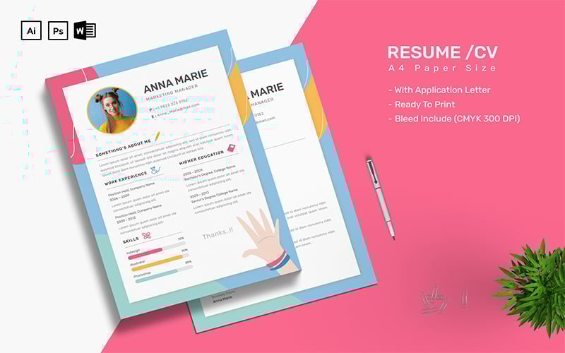 Anna Marie - CV Resume Template #180913 - TemplateMonster
