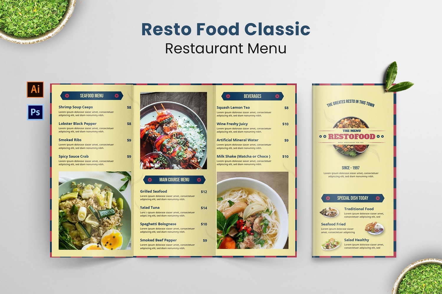 Menu de cuisine classique Restofood #181222 - TemplateMonster