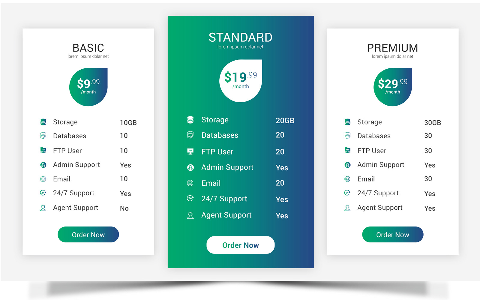 Modern - Pricing Table UI Elements #181681 - TemplateMonster