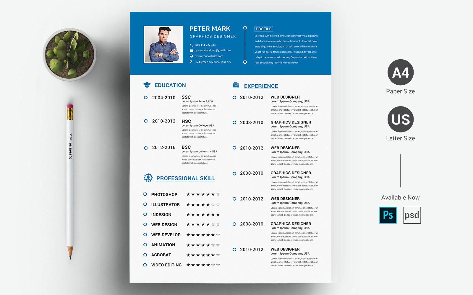 Peter Mark – CV & Resume Template - TemplateMonster