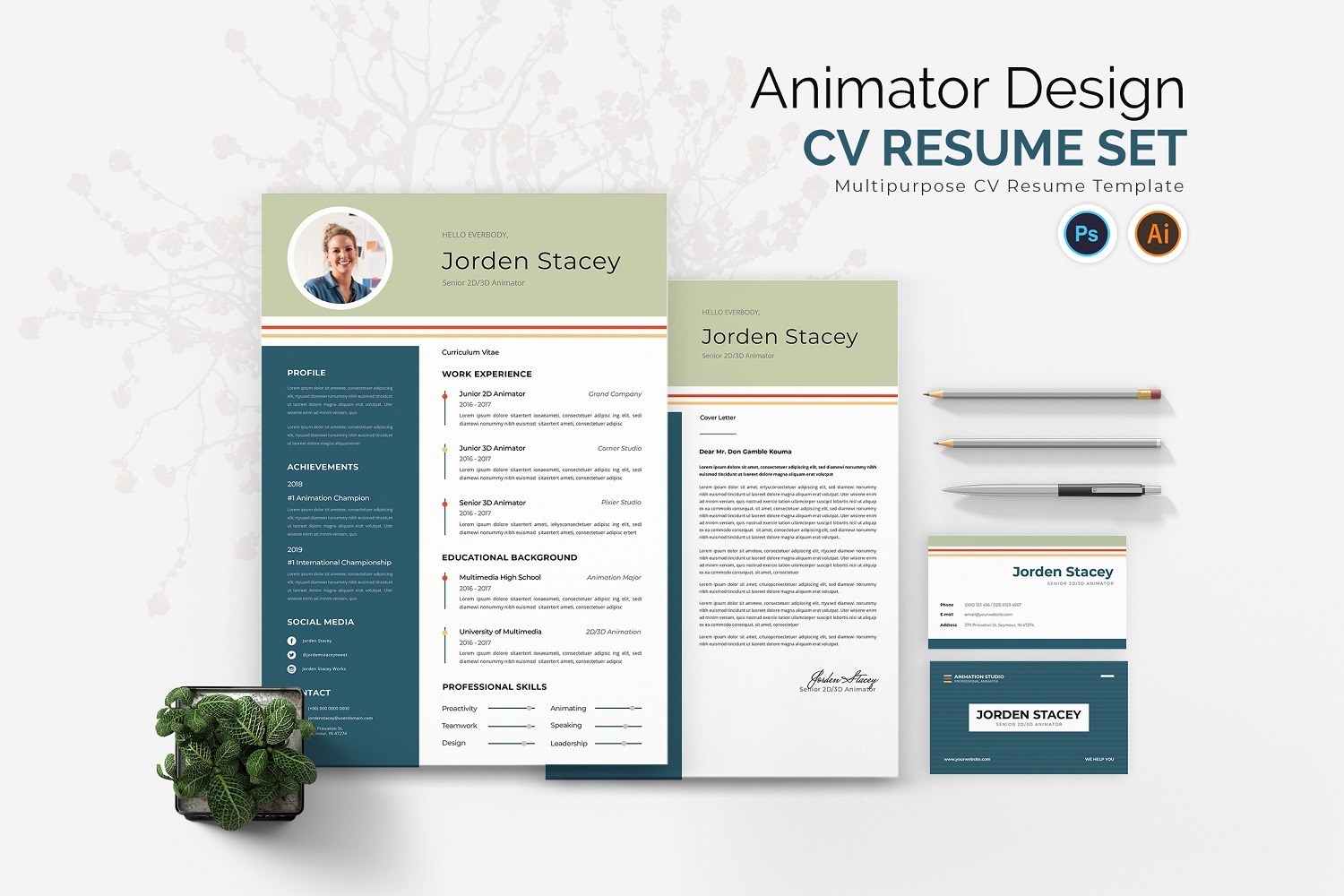Animator Design CV Printable Resume Templates