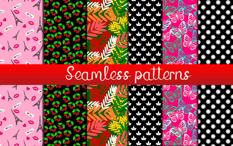 6 Fabric Seamless Patterns #181933 - TemplateMonster