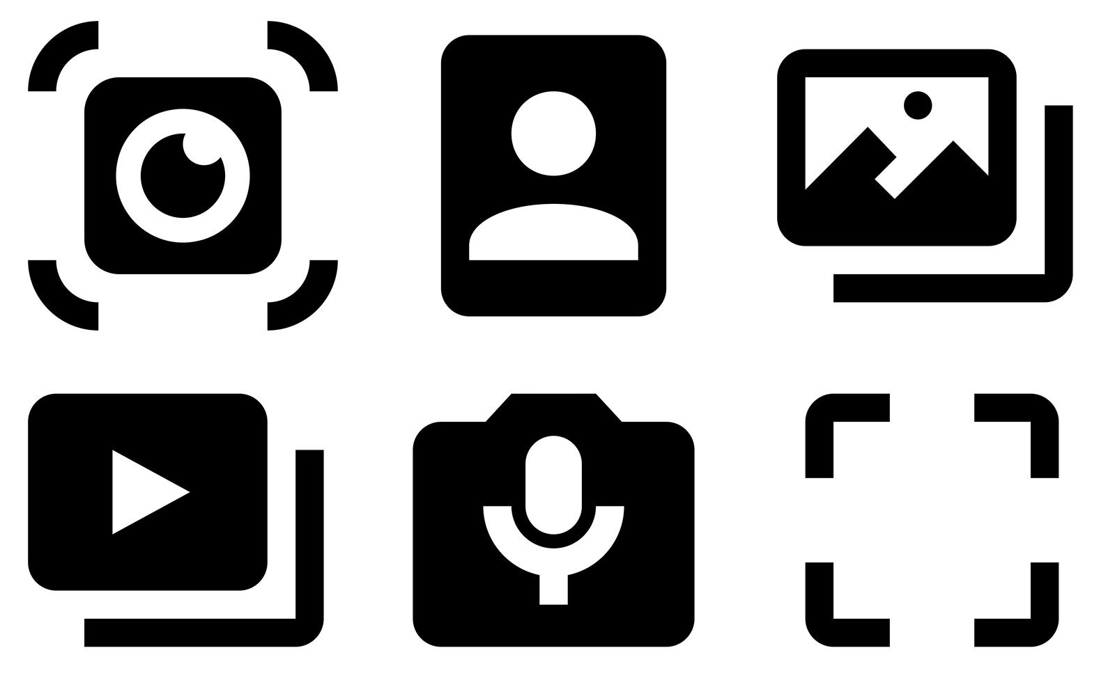 Foto- und Video-Icon-Pack im materialgefüllten Stil