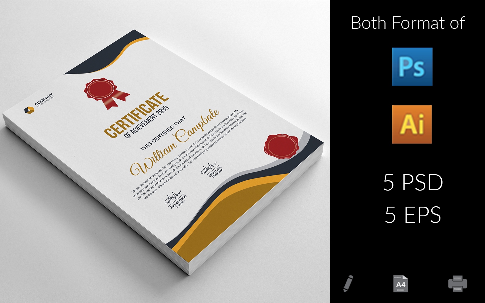 Quality Portrait Certificate Template - TemplateMonster