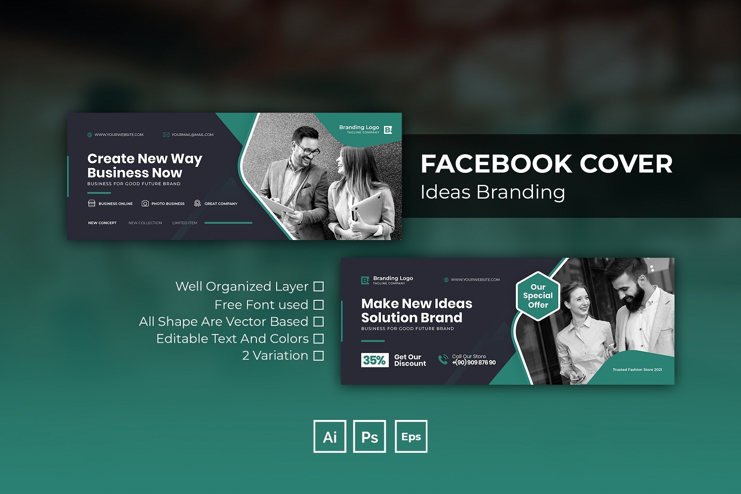Ideas Branding Facebook Cover Social Media - TemplateMonster