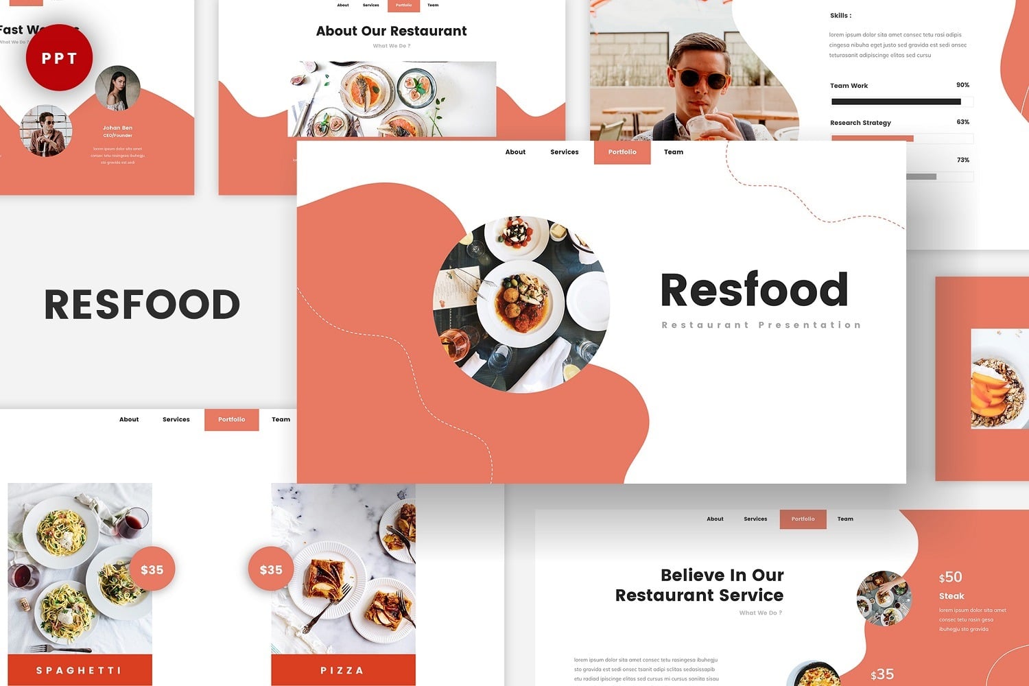 Resfood - Modelo de PowerPoint de restaurante