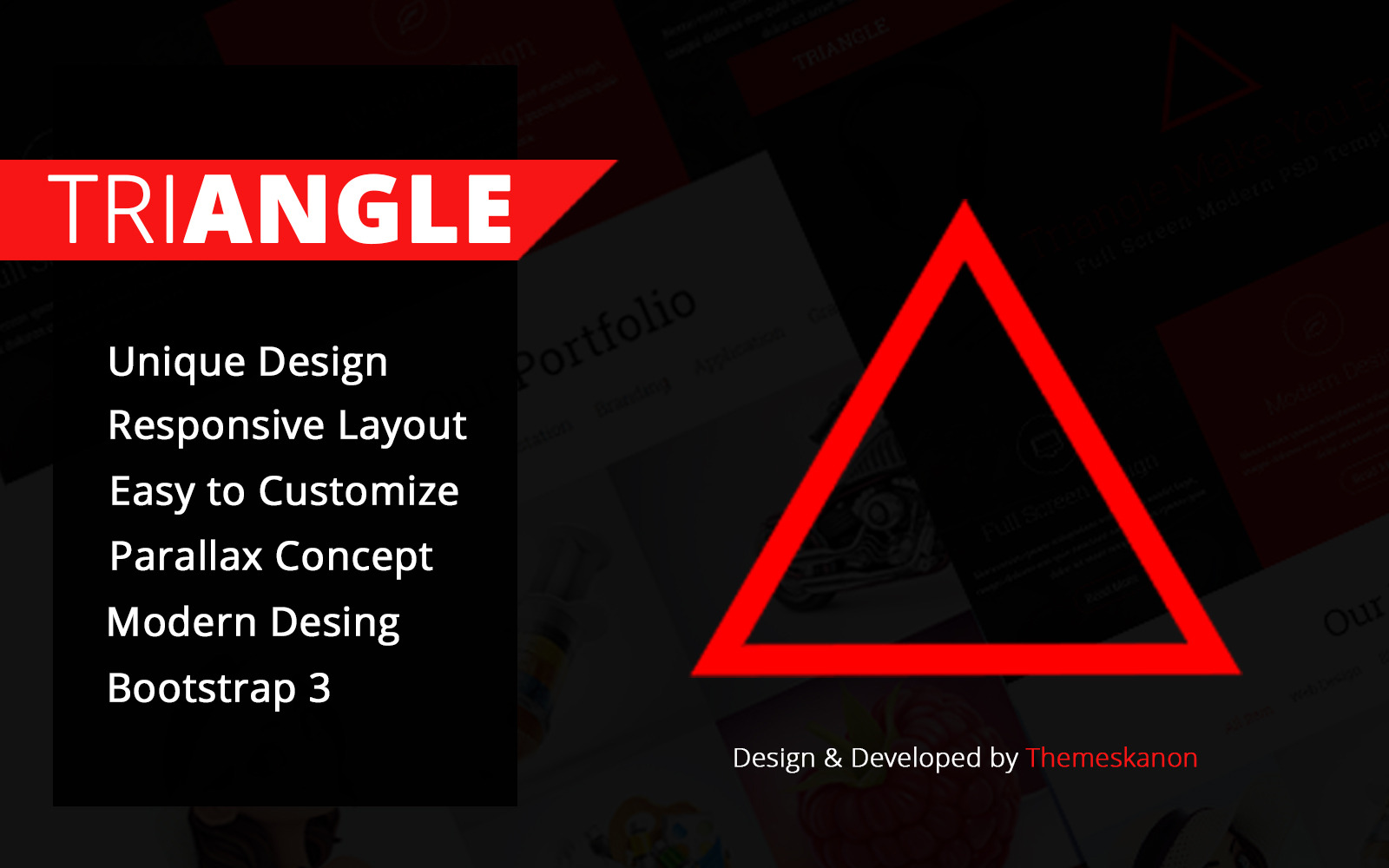 Triangle Single Page HTML Template #184614 - TemplateMonster