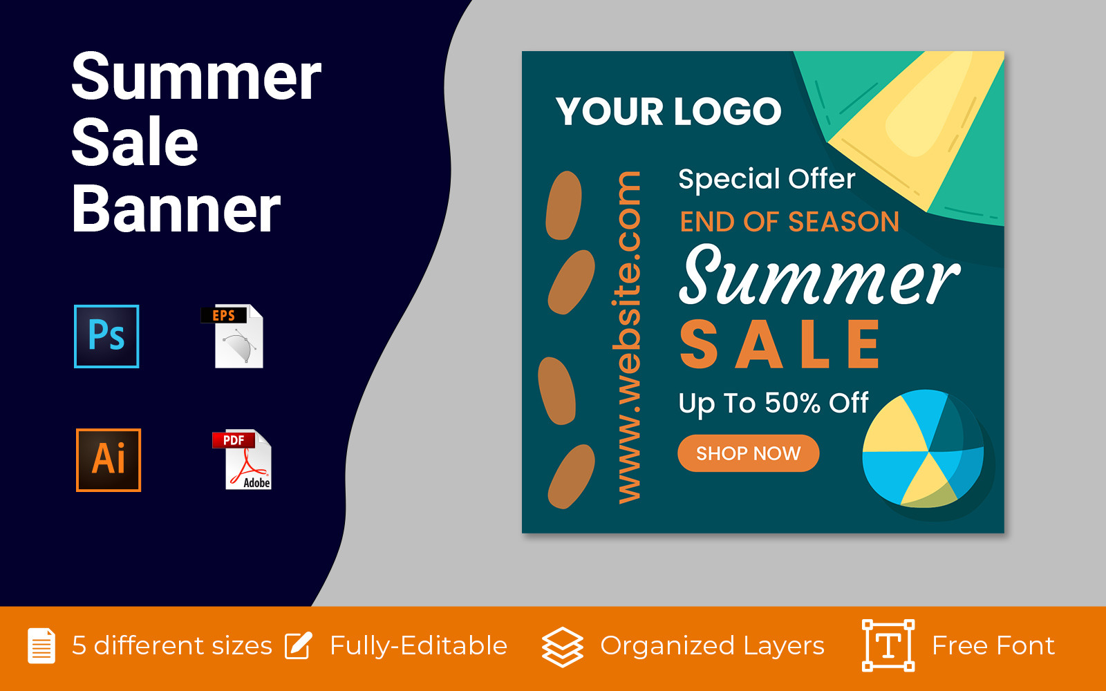 Summer Sale Discount Ad Banner Design - TemplateMonster