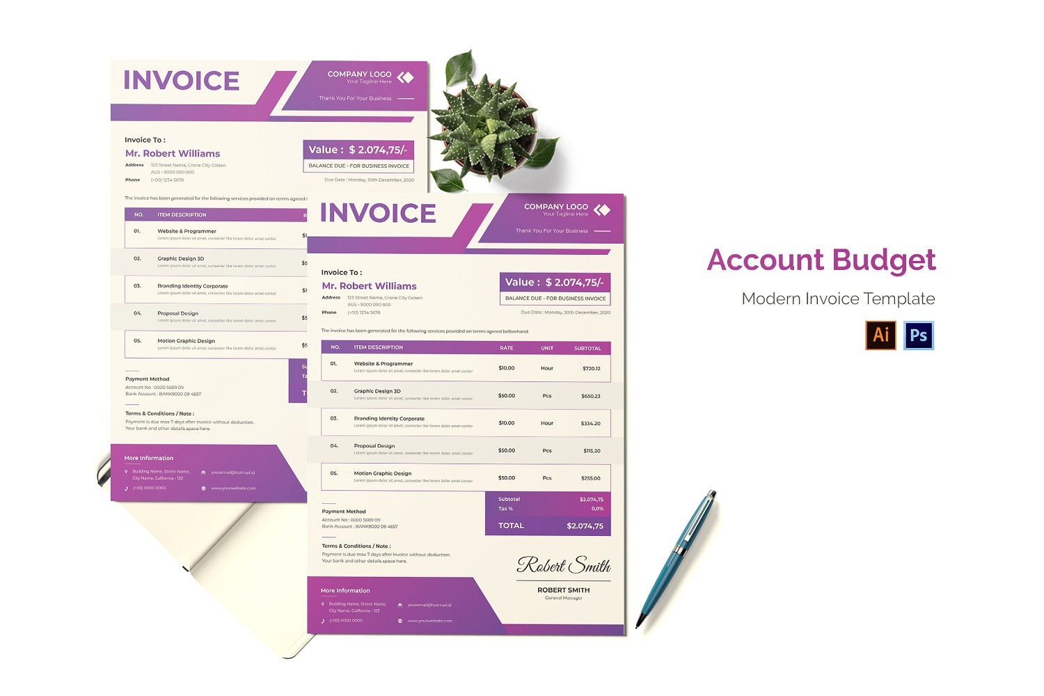 Account Budget Invoice Print Template - TemplateMonster