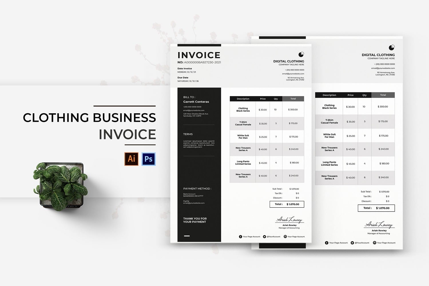Clothing Business Invoice #184973 - TemplateMonster