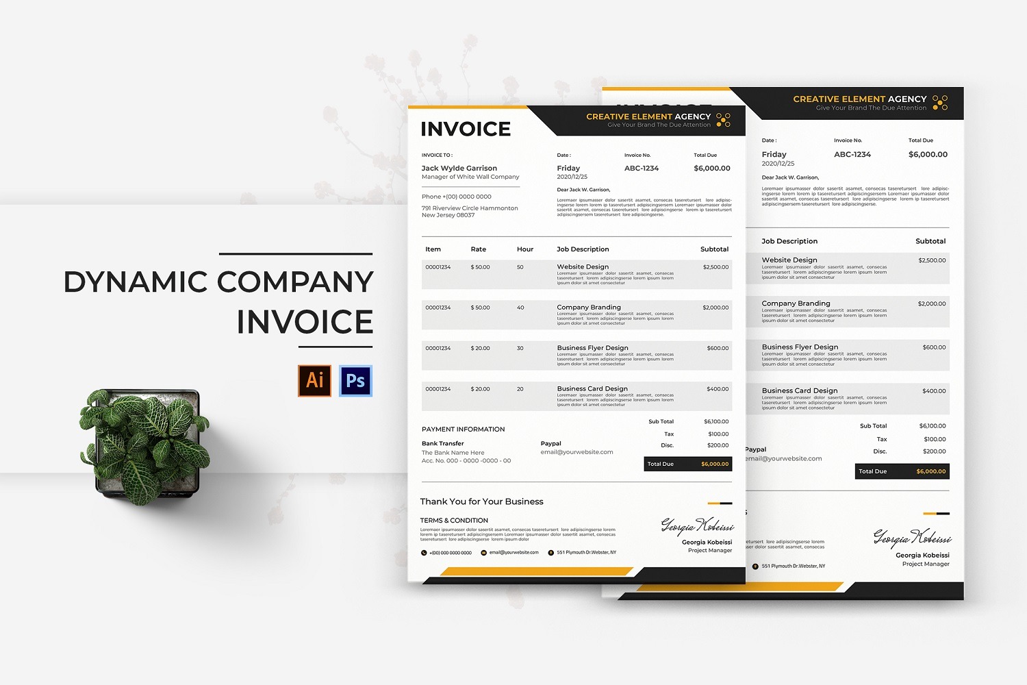 Dynamic Company Invoice Print Template - TemplateMonster