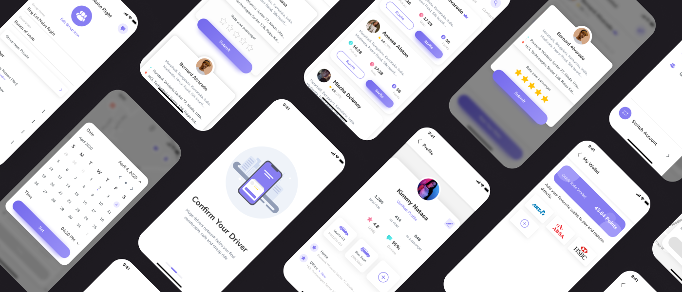 PoolRide - Car Pooling Mobile App UI Kit - TemplateMonster