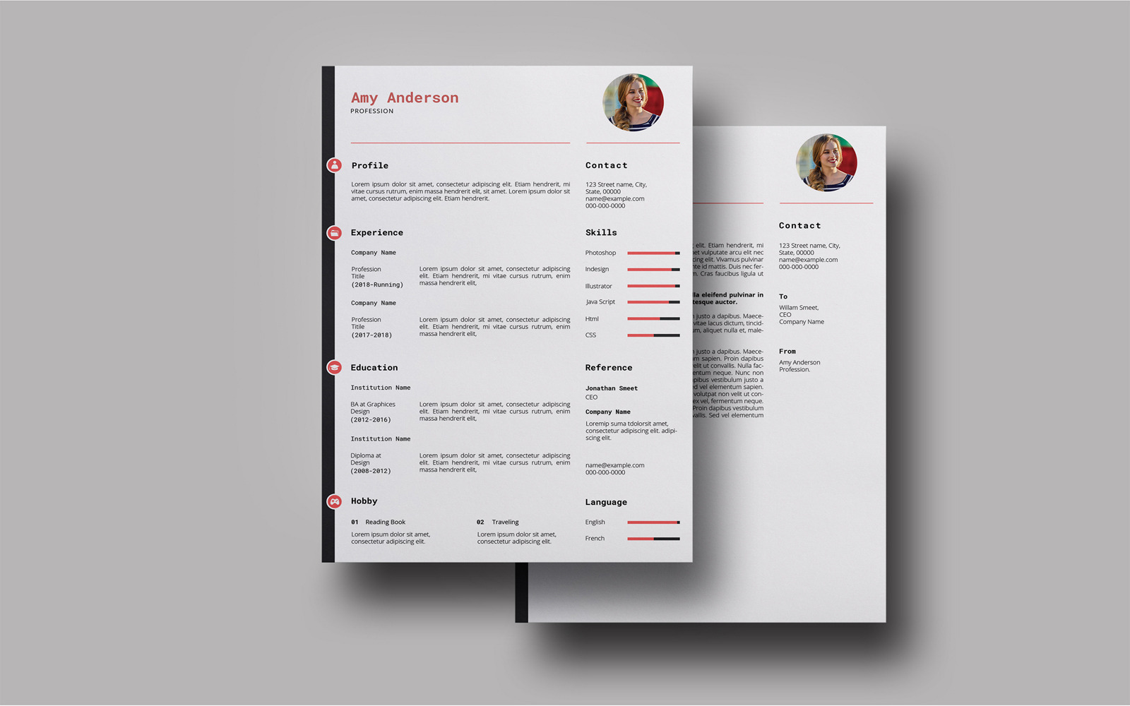 Amy Printable Resume Template #185544 - TemplateMonster