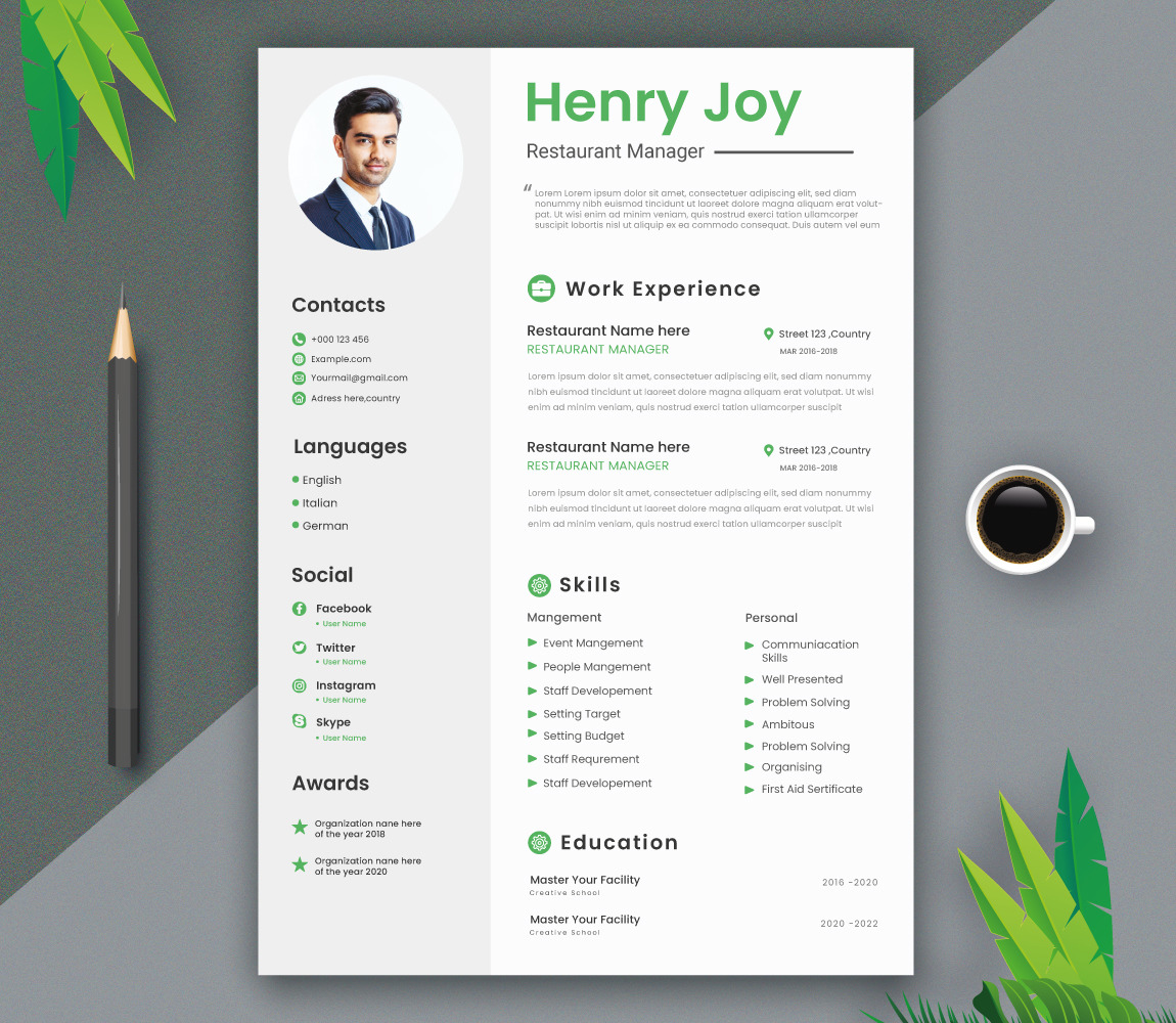 Free Professional CV Resume Template - TemplateMonster