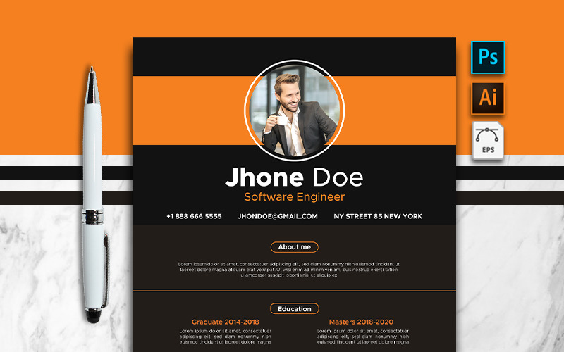 Minimalist & Clean Jhone Doe Resume Template