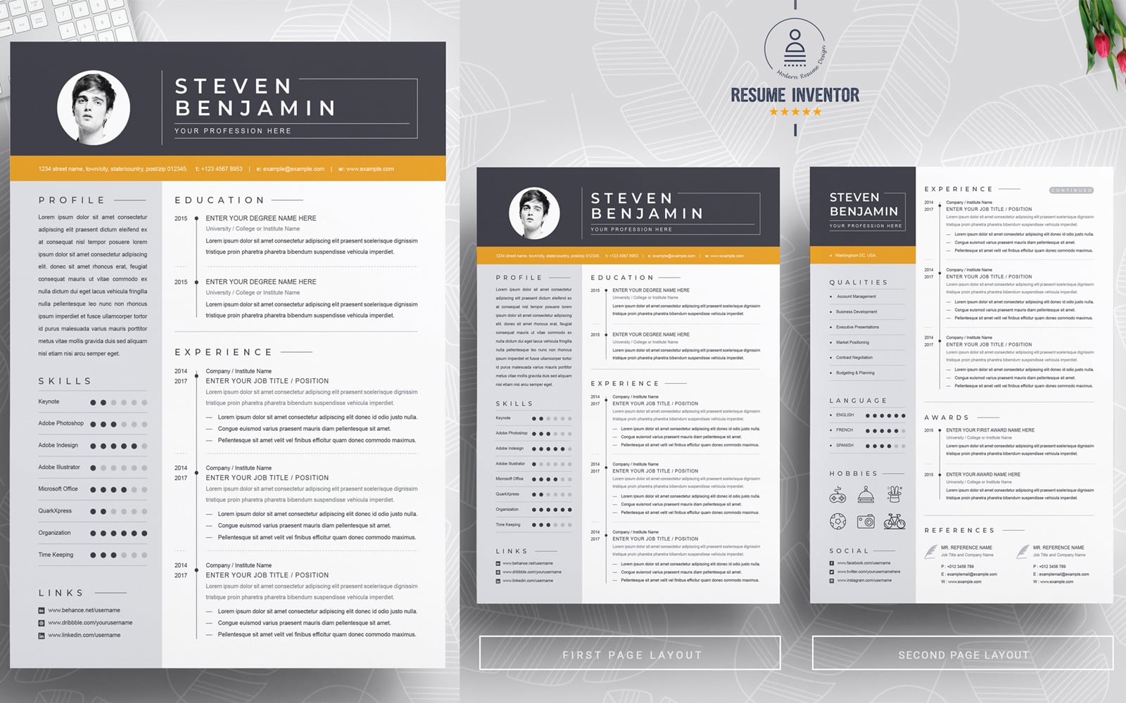 Steven Benjamin / Resume Template #186196 - TemplateMonster