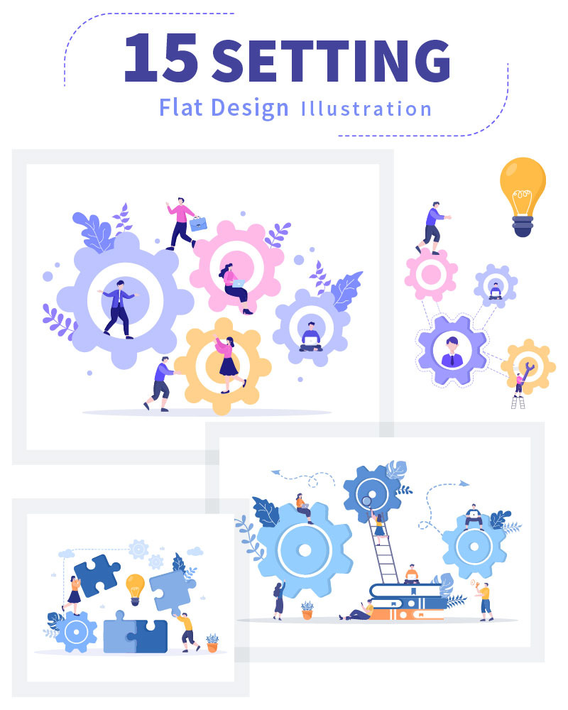 15 Configuração de ilustração de design plano