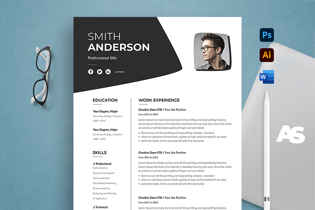 Smith Anderson Resume CV Template #186702 - TemplateMonster