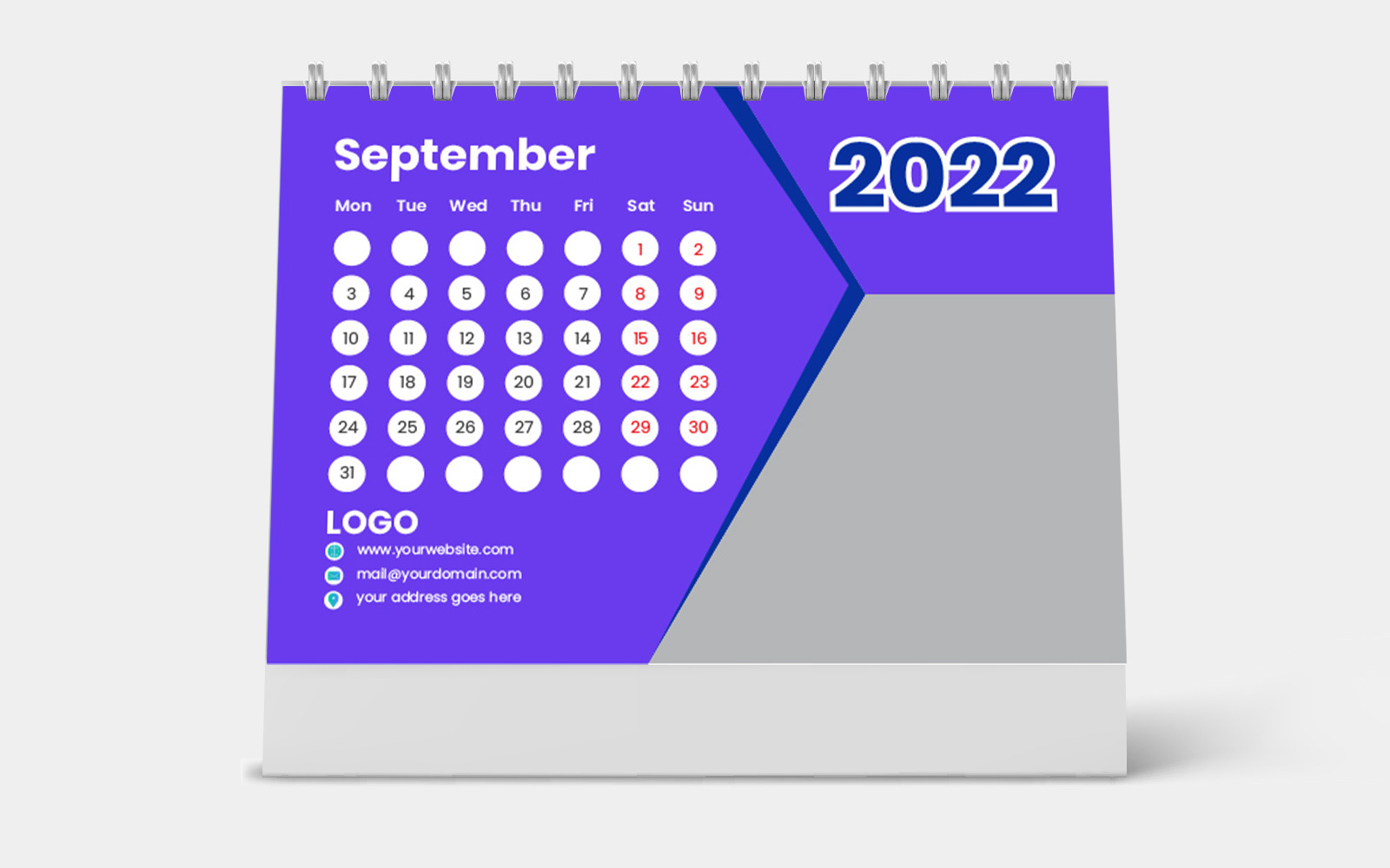 Purple Design Calender 2022 #187197 - TemplateMonster
