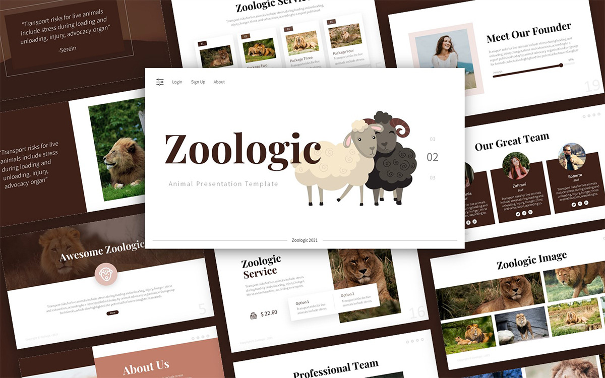 Modèle PowerPoint de présentation d'animaux zoologiques
