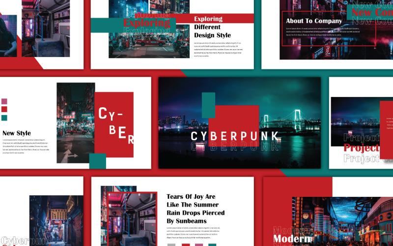 Cyberpunk Powerpoint Template #187417 - TemplateMonster