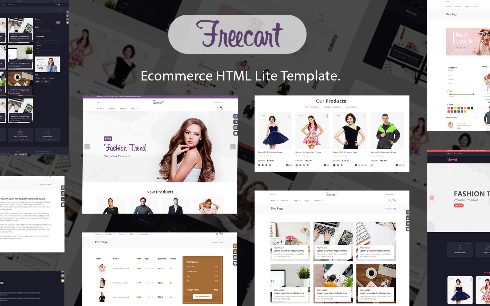 Free cart - Ecommerce HTML Multi Purpose Template.