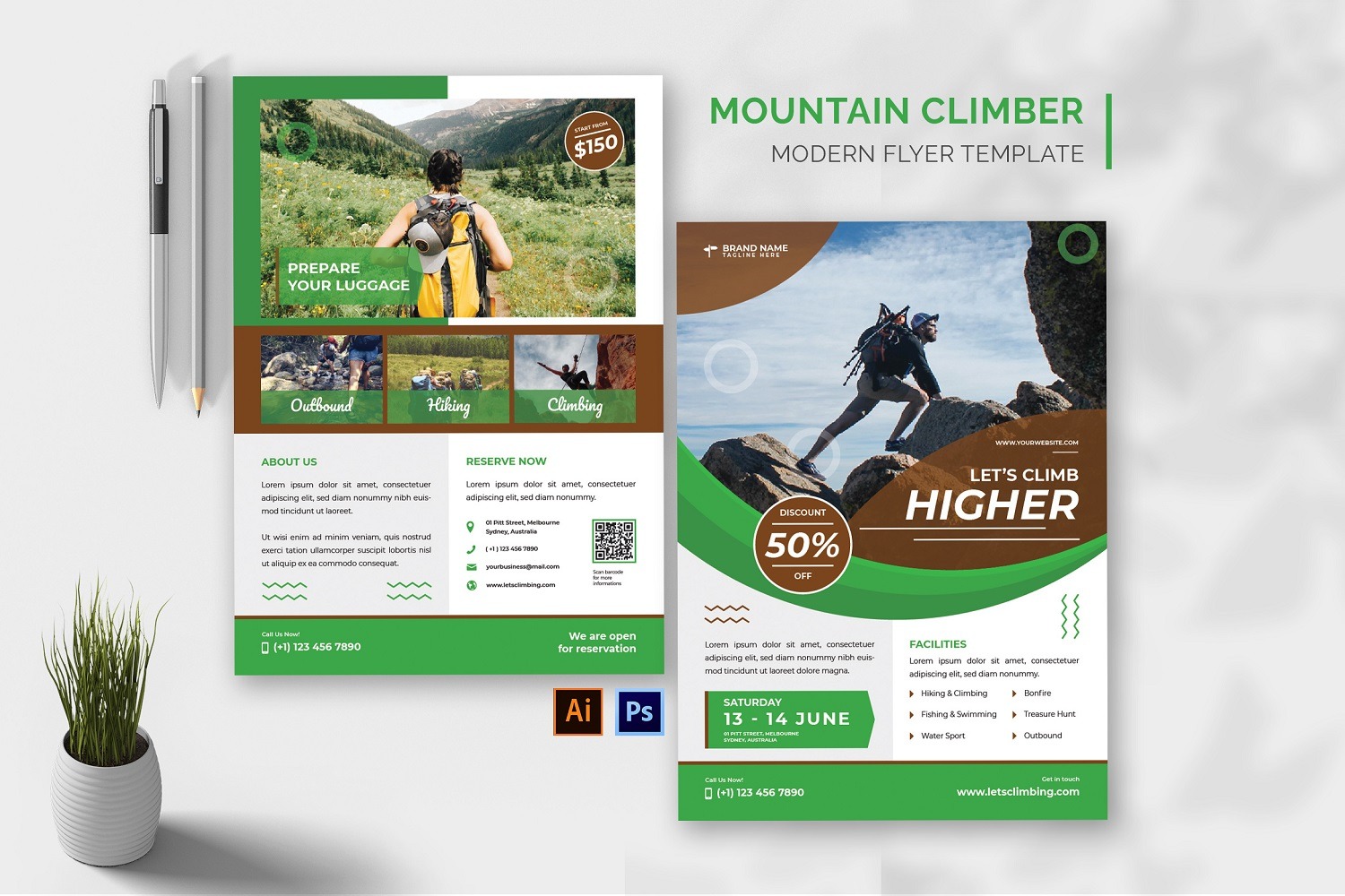 Mountain Climber Flyer Print Template - TemplateMonster