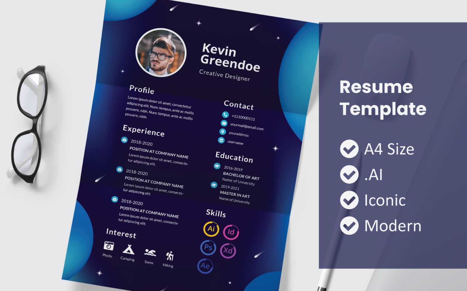 Outer Space Resume Printable Template - TemplateMonster
