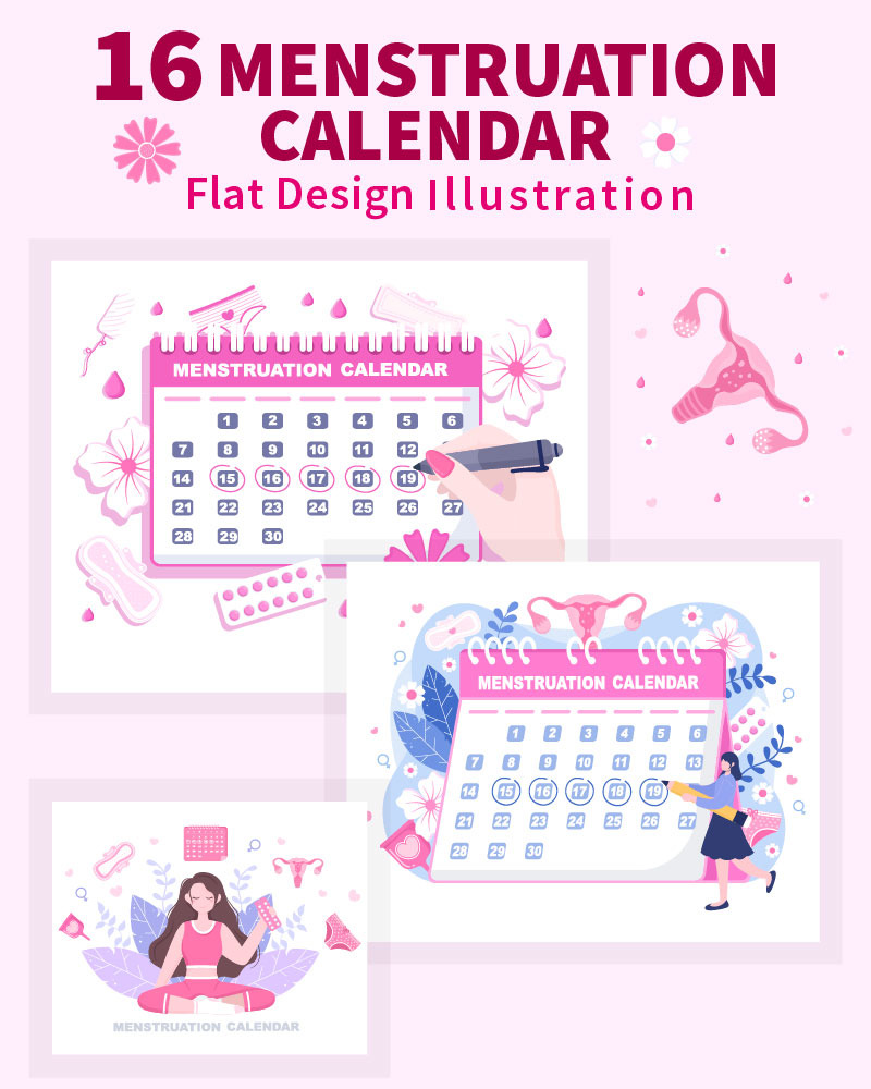 16 Menstruation Calendar Women Illustration - TemplateMonster